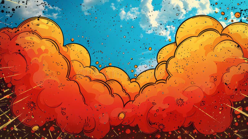Explosive Pop Art Clouds in Bold Comic Book Style with Bursting Sound ...