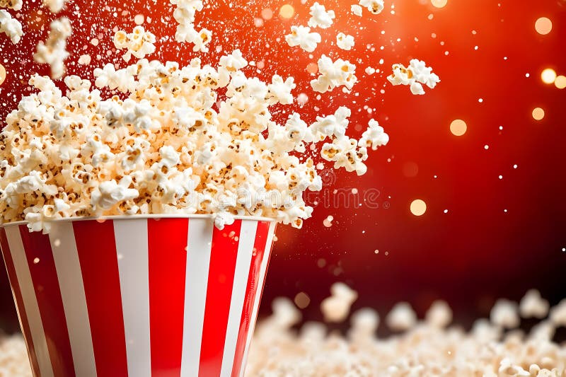 Explosive Popcorn Bucket: a Red and White Striped Delight Stock ...