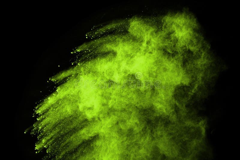 Explosive Powder Green on Black Background. Stock Image - Image of ...