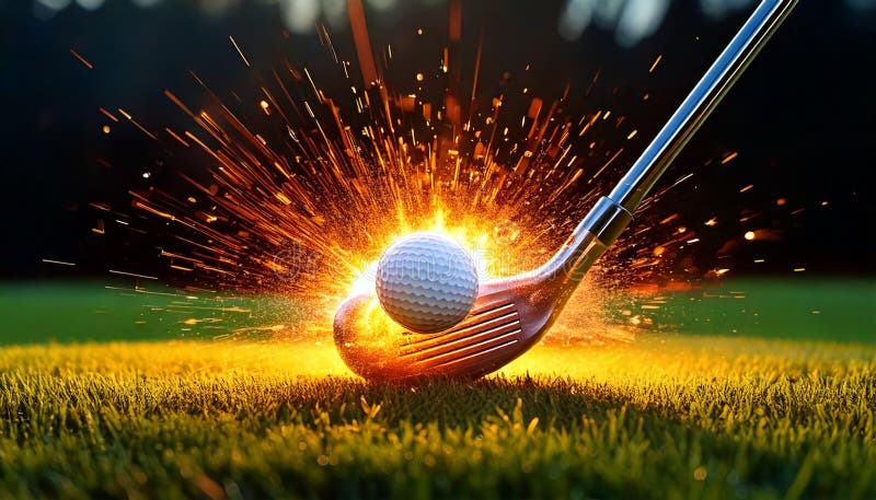 Explosive Precision Golf Swing Impact in Action Stock Illustration ...