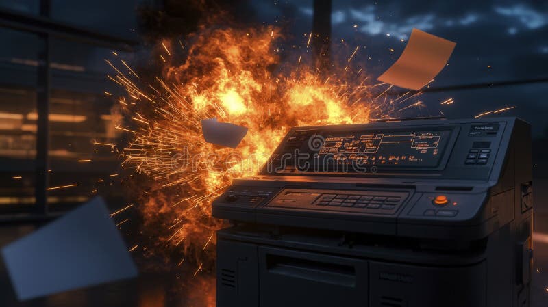 Explosive Printer Malfunction Causes Chaos in Modern Office Digital ...