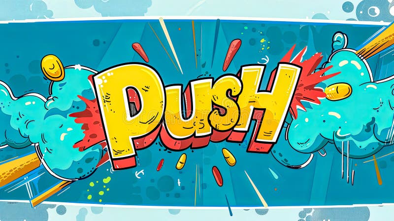 Explosive Push Comic Word Illustration Stock Image - Image of action, push: 310329863