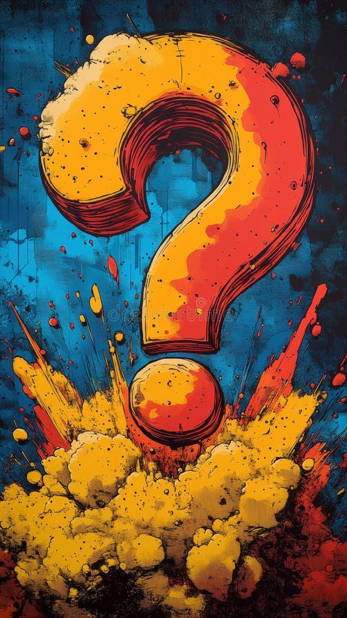 Explosive Question Mark in Vivid Comic Book Style Stock Photo - Image ...