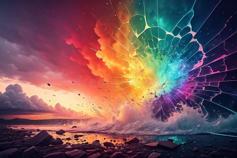 Explosive Rainbow Wave Digital Fantasy Stock Illustration ...