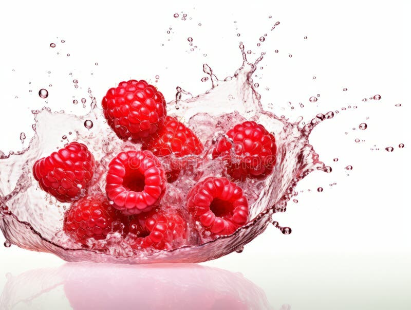Explosive Raspberry Splash: a Mesmerizing Dance of Color on White ...