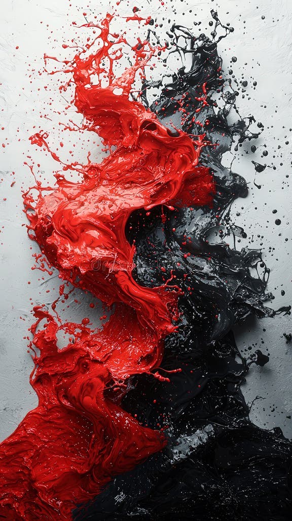 Explosive Red and Black Paint Splash on White Background Stock Photo ...