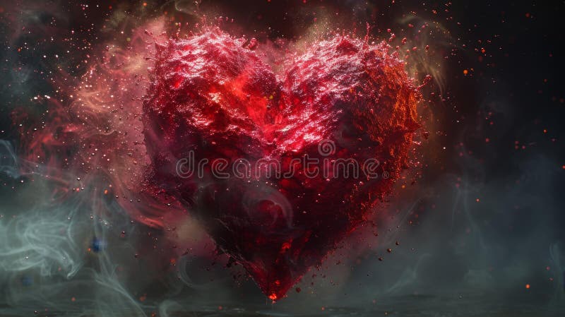 Explosive Red Heart - Generative AI Stock Illustration - Illustration ...