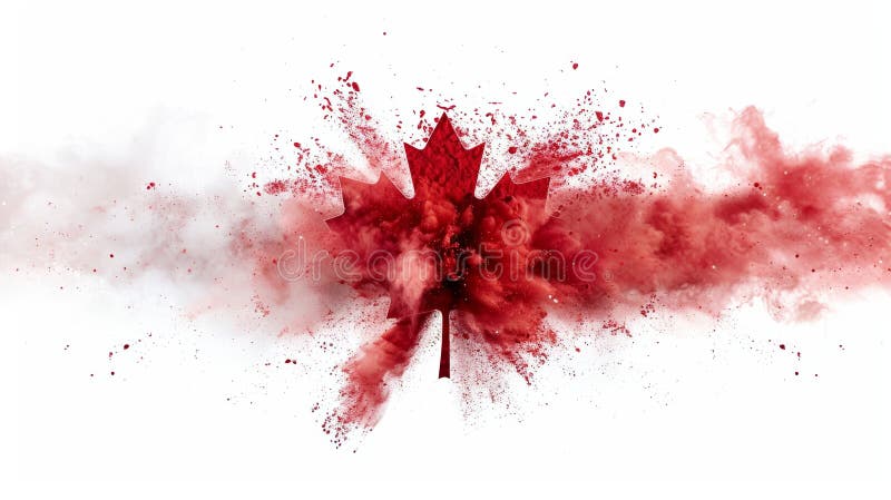 Explosive Red Maple Leaf Art Stock Illustration - Illustration of pride ...