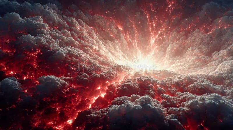 Explosive Red and White Energy Burst Depicted in a Glowing, Abstract ...