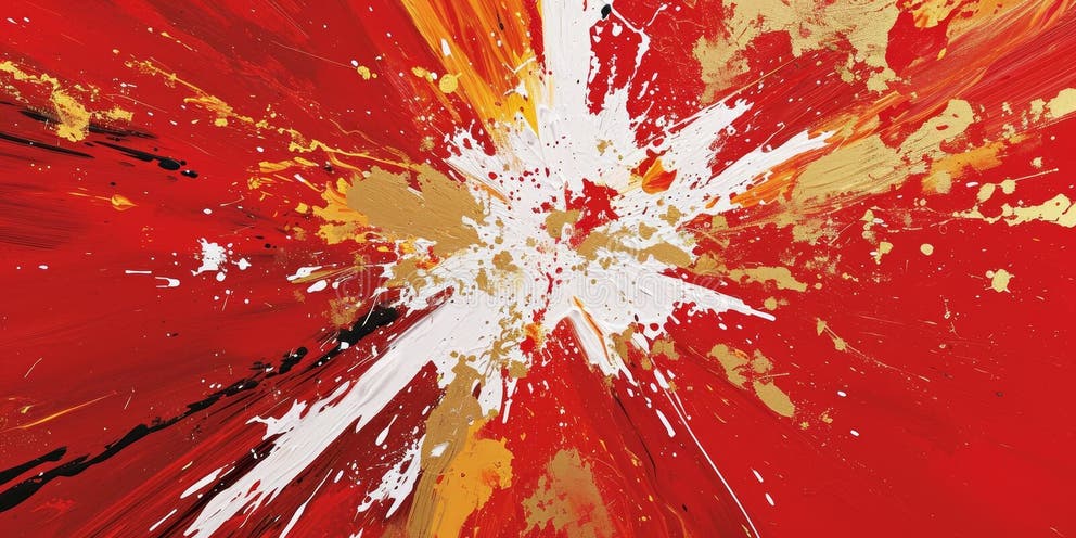 Explosive Red and Yellow Abstract Paint Splatter Stock Illustration ...