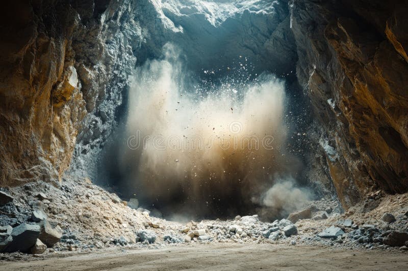 Explosive Rock Blasting Event Quarry Site Dynamic Action Scene ...