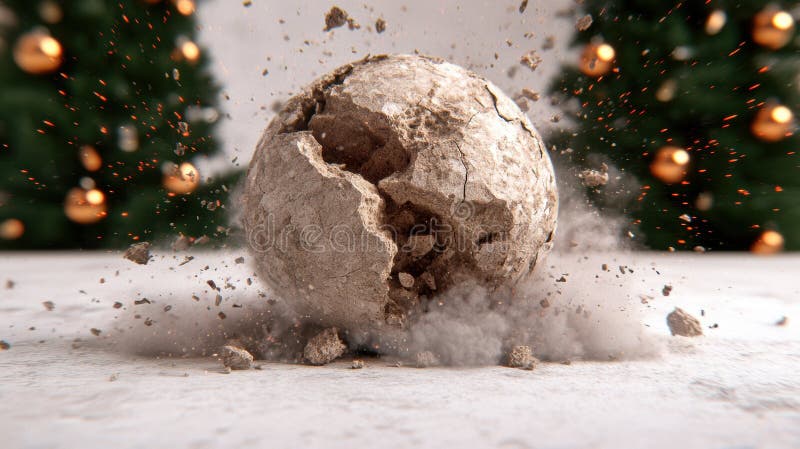 Explosive Rock Destruction with Sparks Stock Illustration ...