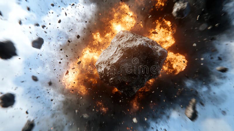 Explosive Rock in Fiery Blast Stock Illustration - Illustration of ...