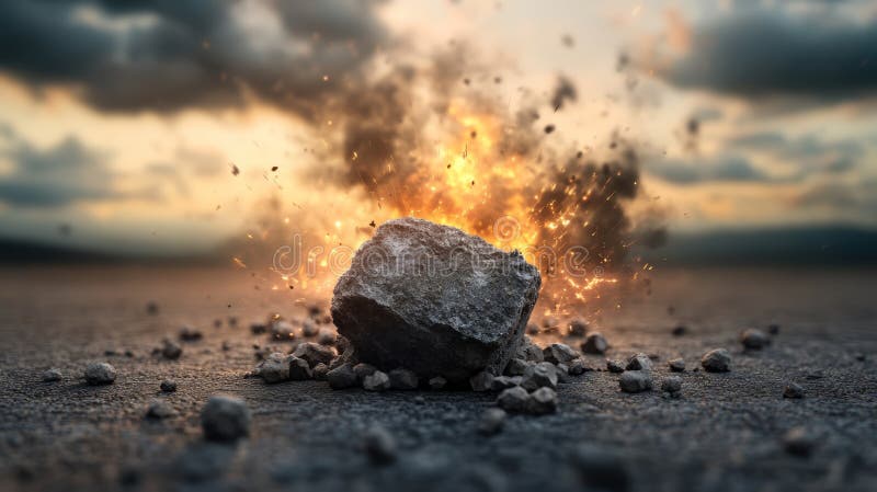 Explosive Rock Shatters Midair, a Dramatic Display of Force, Energy ...