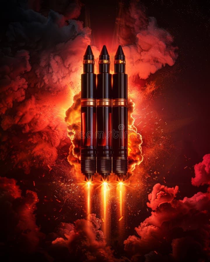 Explosive Rocket Design with Fiery Background Symbolizing Power, Energy ...
