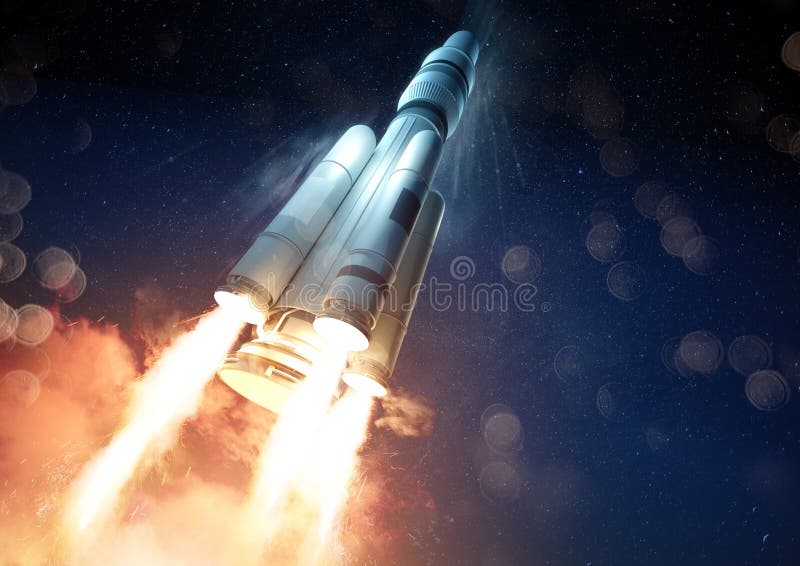 Explosive Rocket Launch stock illustration. Illustration of rocket ...