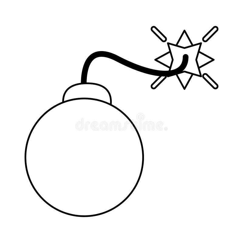 Explosive Round Bomb Symbol Black and White Stock Vector - Illustration ...