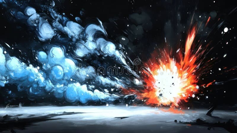 Cosmic Collision: Celestial Explosion of Ice and Fire Stock ...