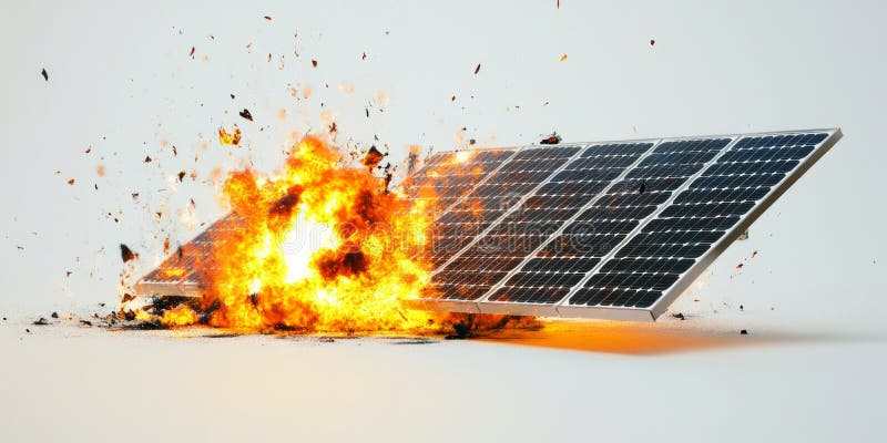 An Explosive Scene Featuring a Solar Panel Undergoing a Dramatic Blast ...