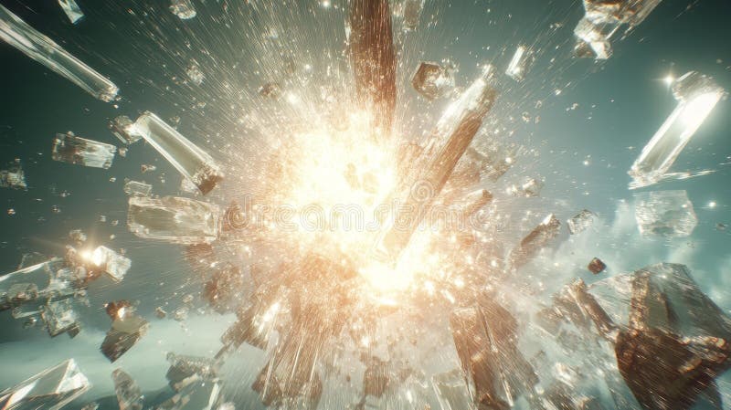 Explosive Shattered Glass Burst Illustration Generated Using AI. Stock ...