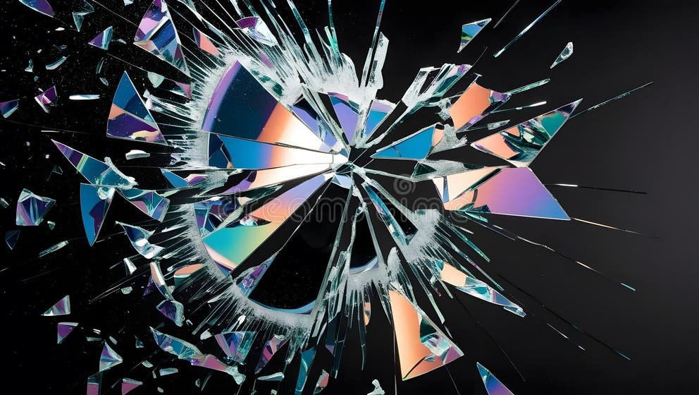 Explosive Shattering Glass Action Studio Abstract Art Dark Background ...