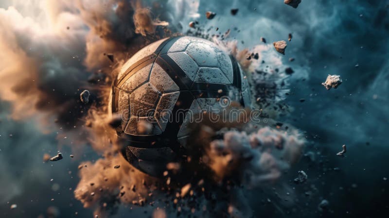 Explosive Soccer Ball in Action, Generative AI Stock Image - Image of ...