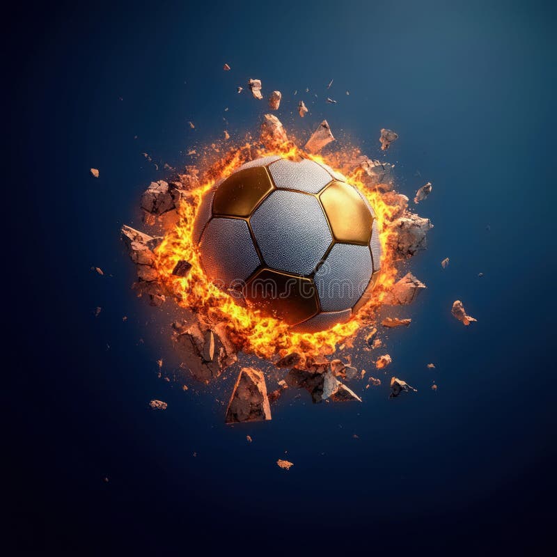 Explosive Soccer Ball in Fiery Motion Stock Illustration - Illustration ...