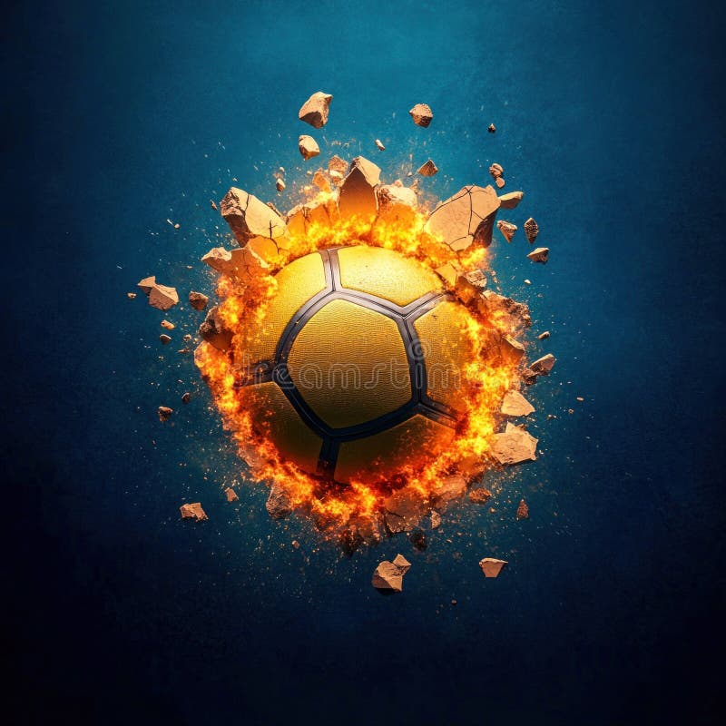 Explosive Soccer Ball in Fiery Motion Stock Illustration - Illustration ...