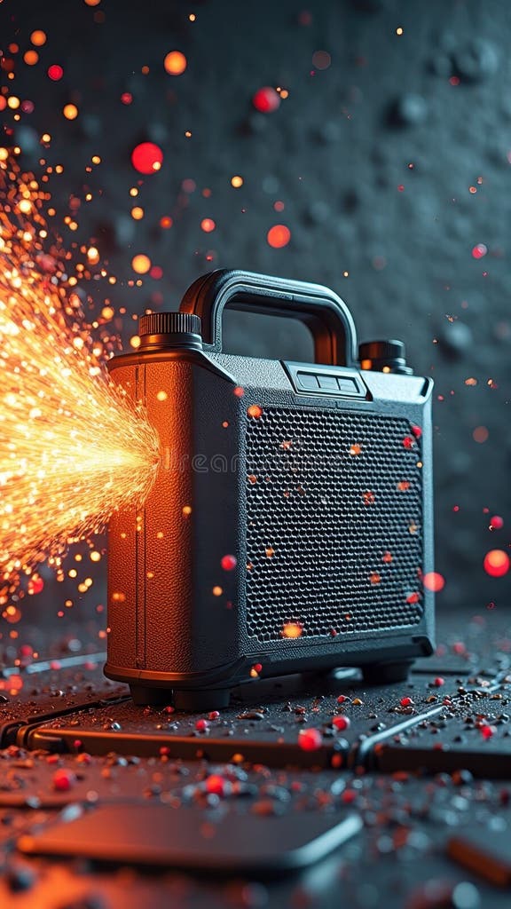 Explosive Sound: Dynamic Speaker with Fiery Soundwaves Concept Art ...
