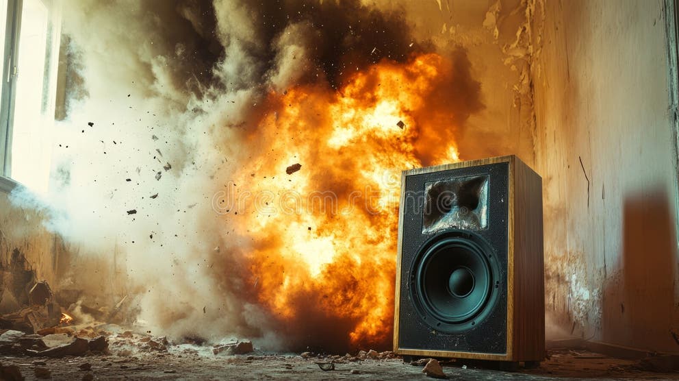 Explosive Sound: Speaker Impact Stock Illustration - Illustration of ...