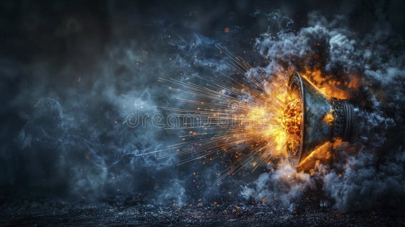 Explosive Sound Waves Erupting from Glowing Blower Industrial ...