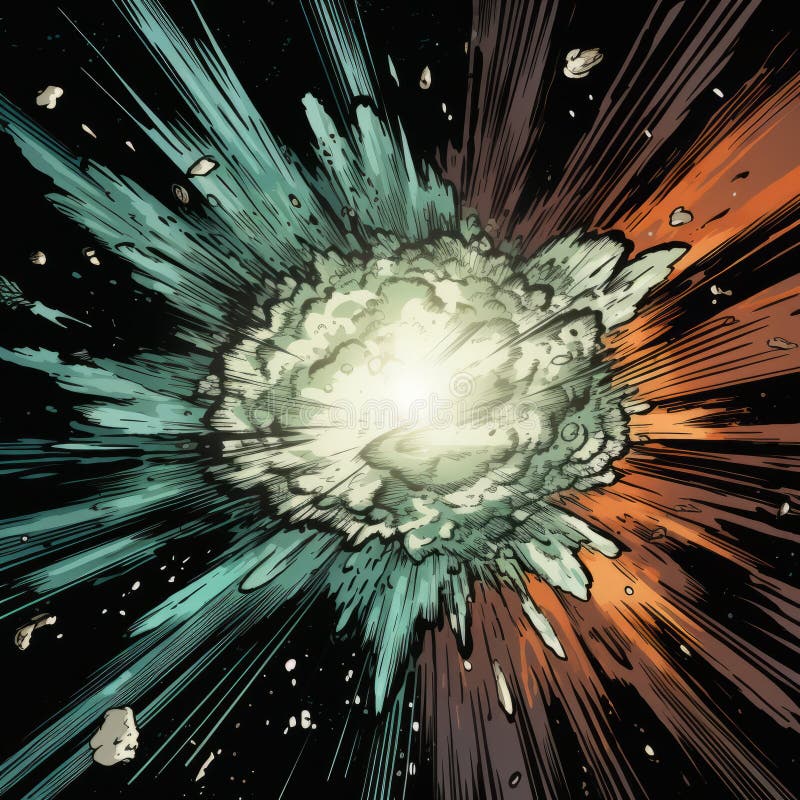 Explosive Space Art: a Stunning Interstellar Comic Book Explosion Stock ...
