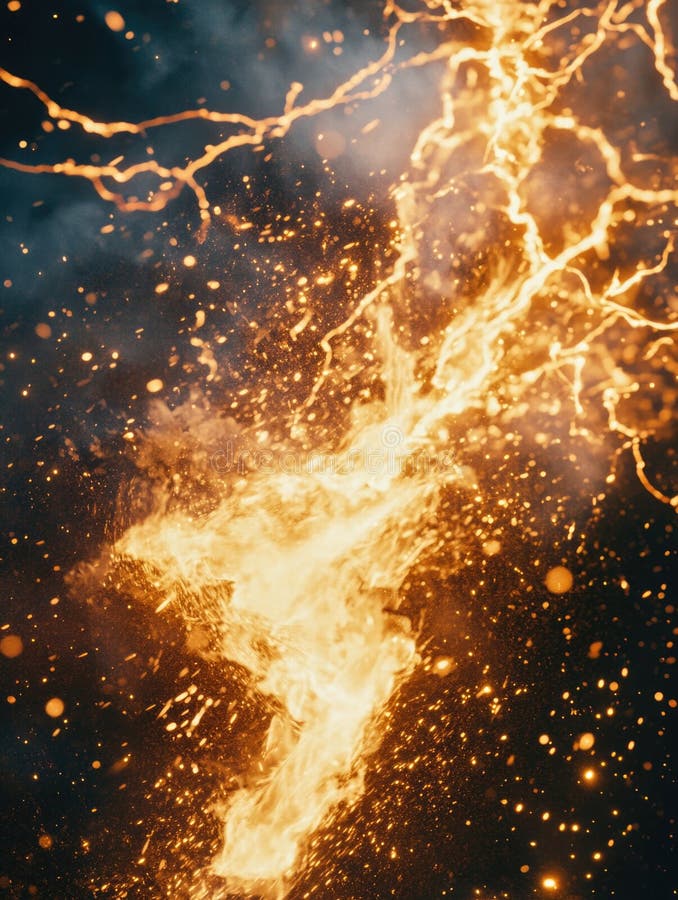 Explosive Sparks in a Dark Sky Stock Image - Image of dynamic ...