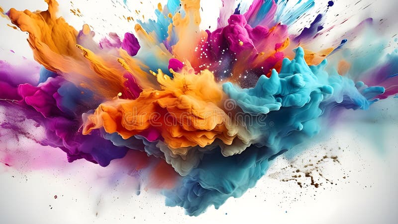 Explosive Splash of Multi-colored Powder with Freezing on a White ...