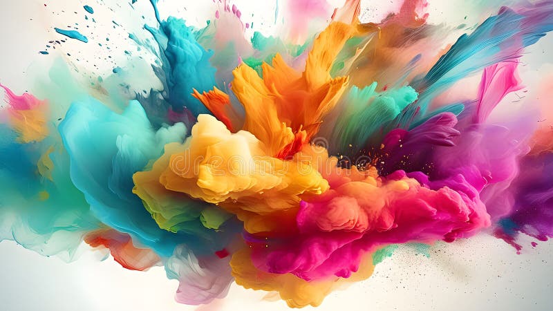 Explosive Splash of Multi-colored Powder with Freezing on a White ...