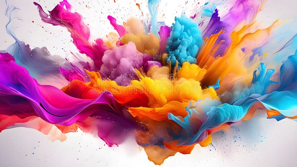 Explosive Splash of Multi-colored Powder with Freezing on a White ...