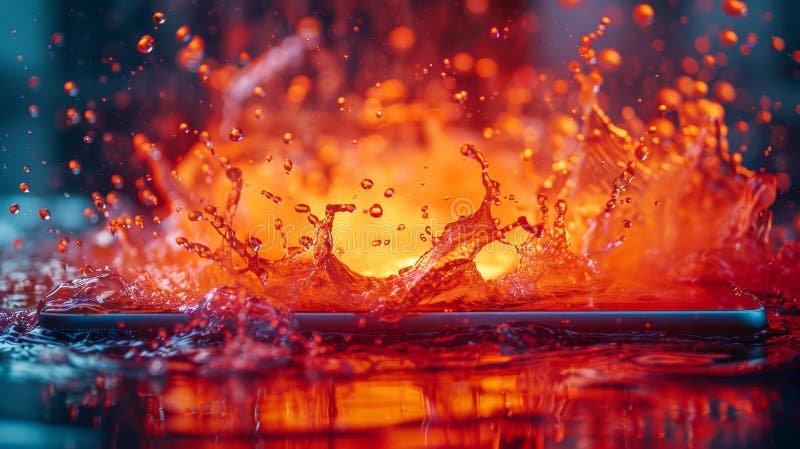 Explosive Splash: Red Liquid Impacting a Surface, Generative AI Stock ...