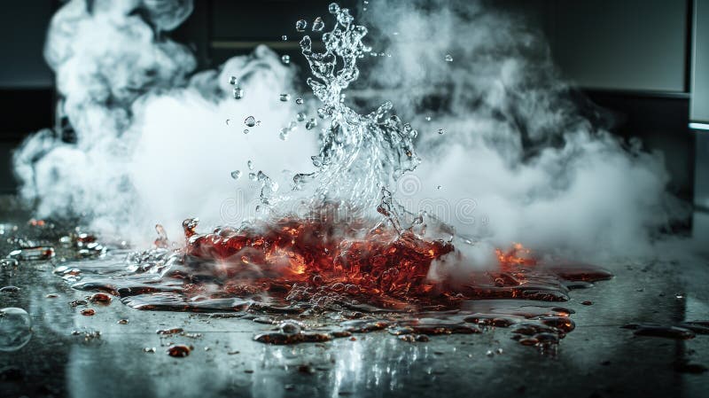 Explosive Splash of Red Liquid on Surface Kitchen Environment Close-up ...