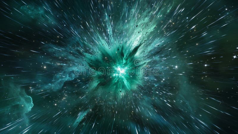 An Explosive Star is Pictured Against a Green Abstract Background Stock ...