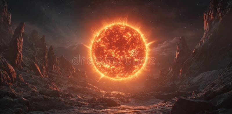 An Explosive Sun Ignites in Space, Accompanied by Celestial Flames and ...