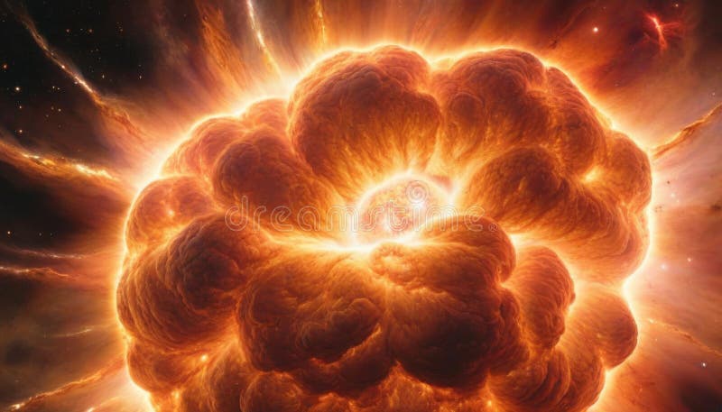 Explosive Supernova in Deep Space, Surrounded by Glowing Stars and ...