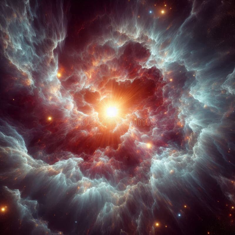 Explosive Supernova in Deep Space, Surrounded by Glowing Stars and ...