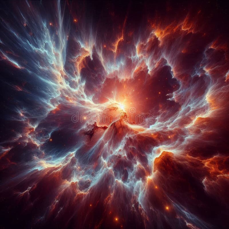 Explosive Supernova in Deep Space, Surrounded by Glowing Stars and ...