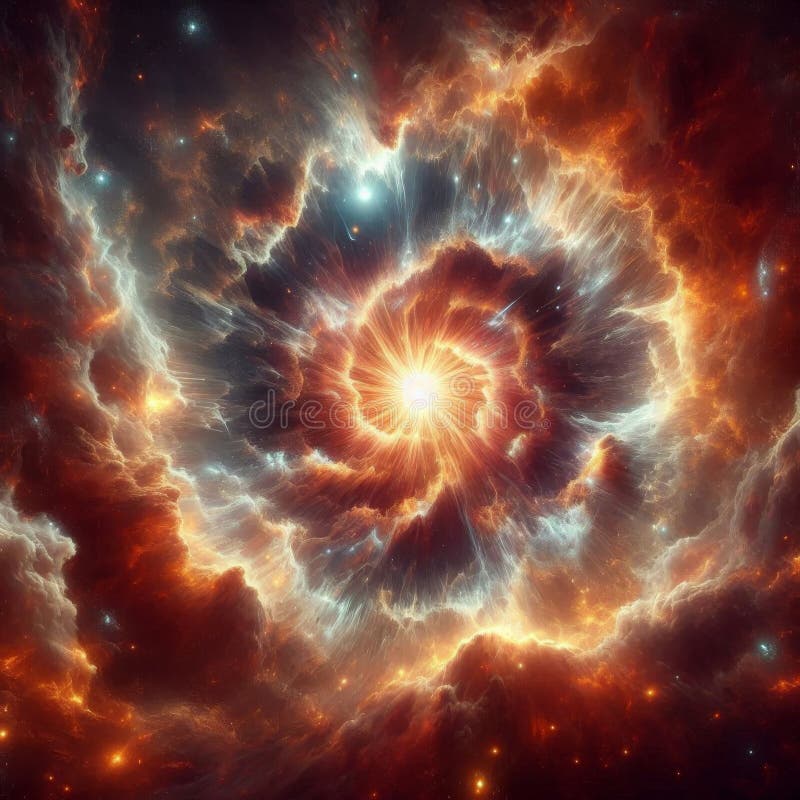 Explosive Supernova in Deep Space, Surrounded by Glowing Stars and ...