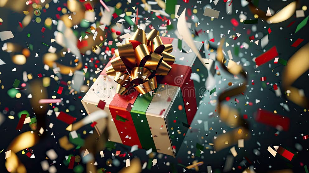 Explosive Surprise: 3D Rendered Gift Box Exploding with Geometric ...