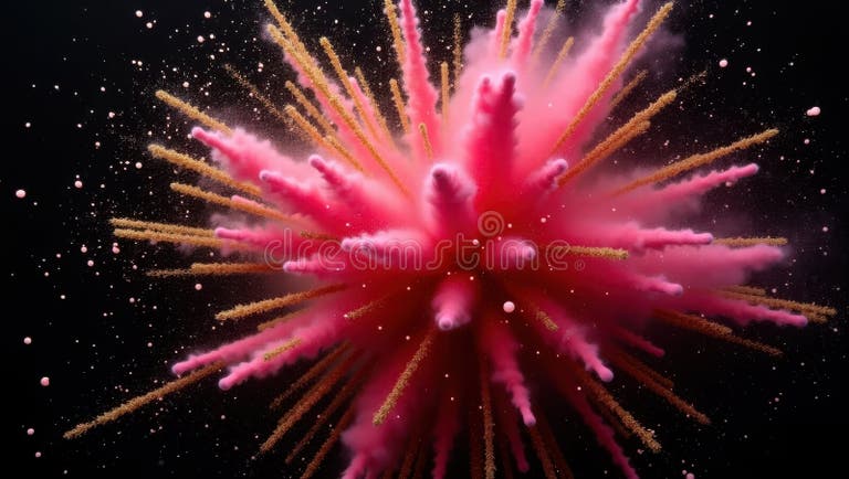 Explosive Symphony of Pink and Gold Colors Ignites the Night Stock ...