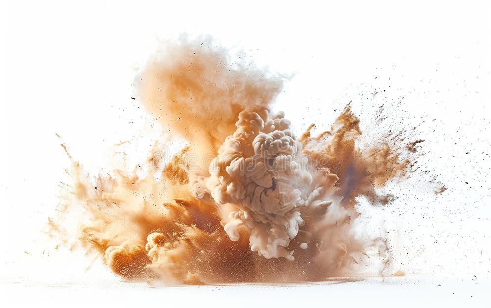 Explosive Tan Smoke on White -Generative Ai Stock Illustration ...