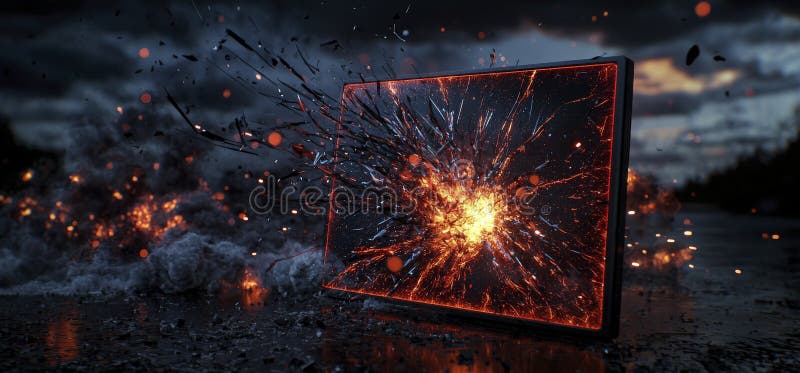 Explosive Technological Display Urban Setting Digital Art Chaotic ...