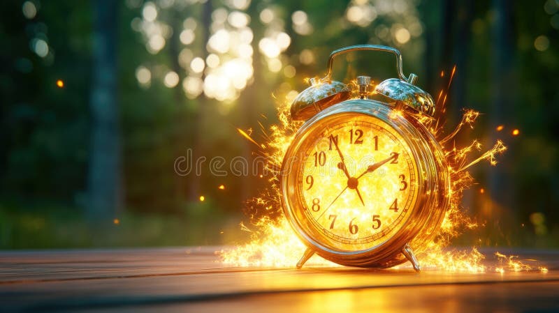 Explosive Time Limited Offer Concept with Fiery Alarm Clock in Outdoor ...