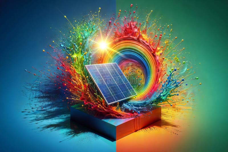 Rainbow Power: Solar Panel at Heart of Vibrant Multicolored Splash ...